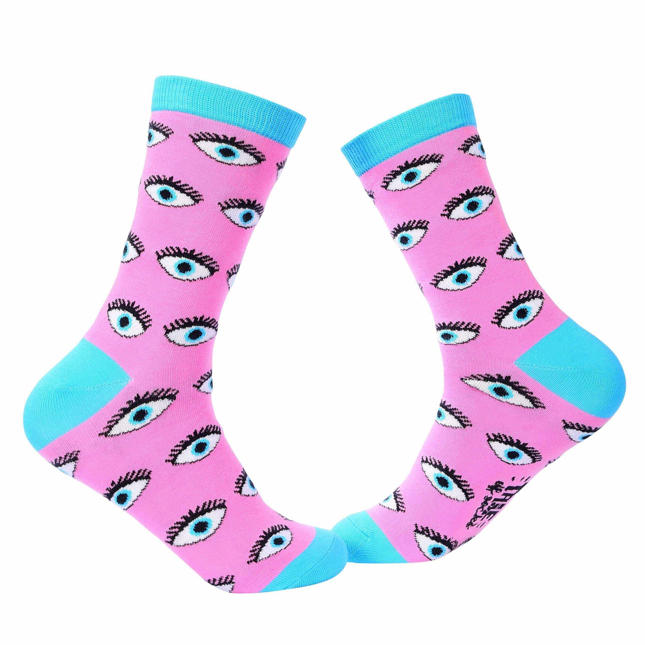 Evil Eyes Crew Socks - Pink – Tale Of Socks