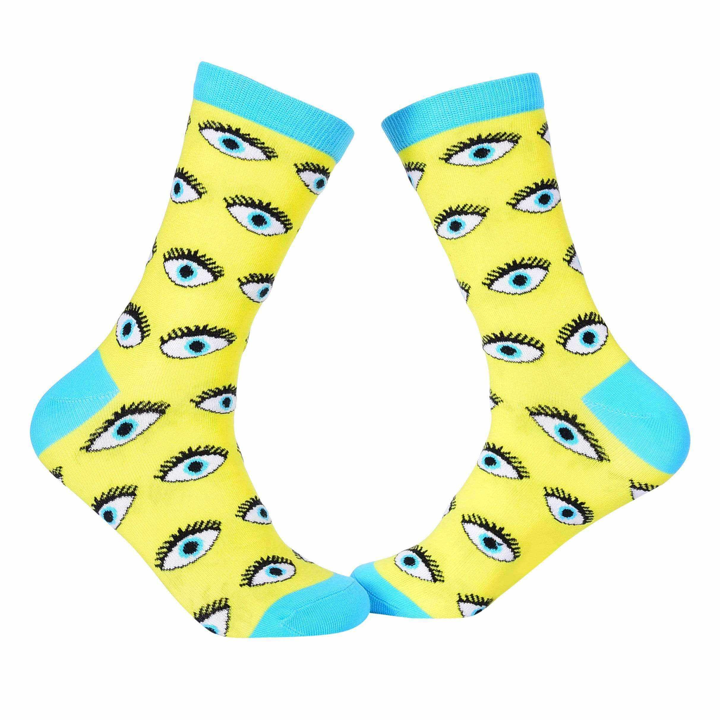 Evil Eyes Crew Socks - Yellow – Tale Of Socks