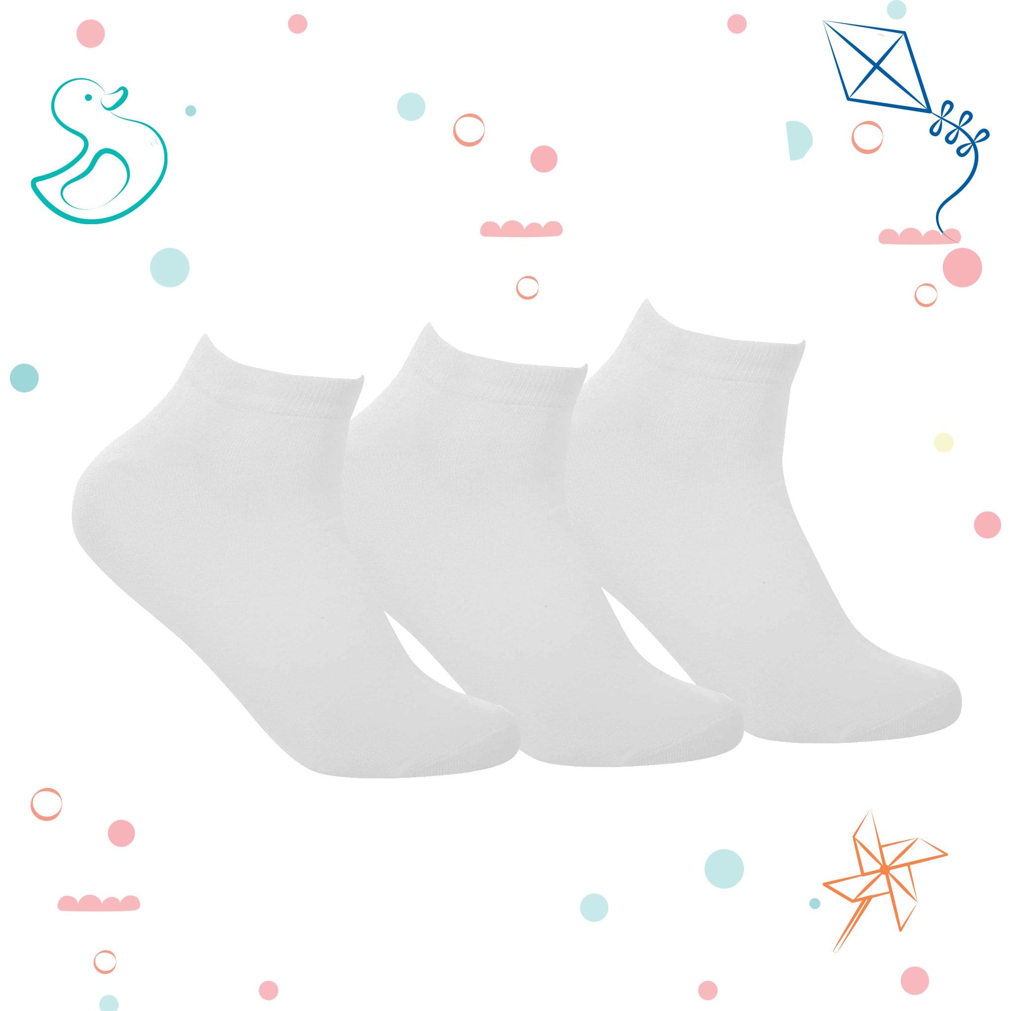 Back To School Pack of 3 Ankle White Socks - Kids – Tale Of Socks